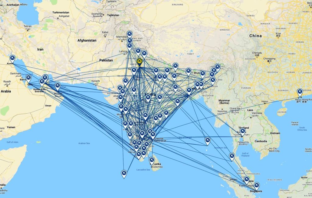Indigo Airlines Route Map